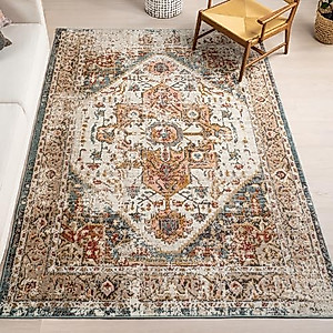 nuLOOM 10x14 Justine Vintage Medallion Area Rug, Beige, Faded Persian Design, Stain Resistant, For Bedroom, Dining Room, Living Room, Hallway, Office, Kitchen, Entryway