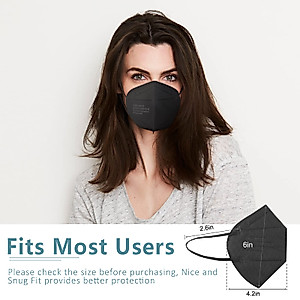 ChiSip KN95 Face Mask 100Pcs, 5 Layer Design Cup Dust Safety Masks, Breathable Protection Masks Against PM2.5 Dust for Adult, Men, Women, Black & White