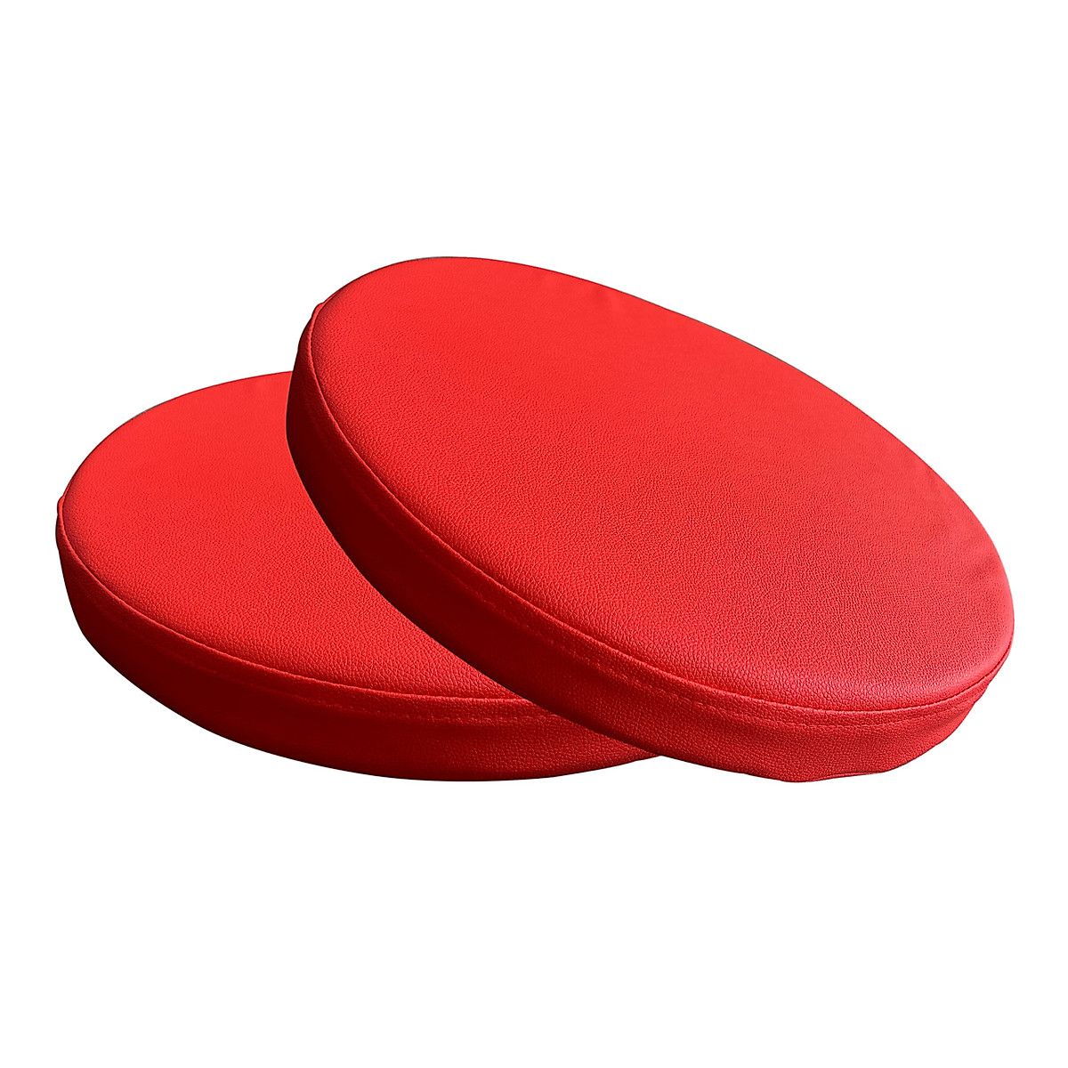 Frabury 2 Pack Round Leather Seat Cushions Office Kitchen Dining Chair Cushions Pads 16x2 Inch (Red)