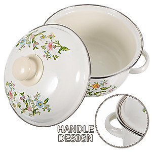 Luxshiny 3pcs Set Enamel Pot Enamelware Pot Double Ear Soup Pot Enamel Casserole Small Pots for Cooking Enamel Cooking Pot Noodles Pot Stockpots for Cooking Stock Pot Food Vintage