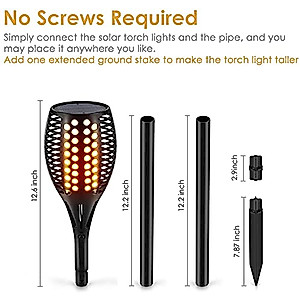 Aityvert Upgraded Larger Solar Torch Lights, Waterproof Outdoor Dancing Flames Lights, Flickering Flames Garden Lights, Landscape Decoration Pathway Patio Lights 43" 96 LED (4 Pack)