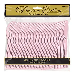 Blush Pink Premium Plastic Spoons- 48 pcs.