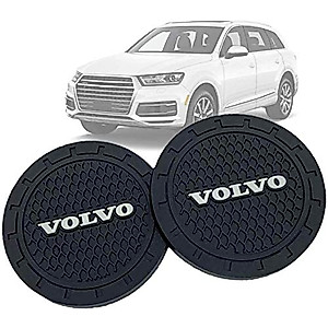 JDclubs 2.75 Inch Diameter Oval Tough Car Logo Vehicle Travel Auto Cup Holder Insert Coaster Can 2 Pcs Pack (fit Volvo)