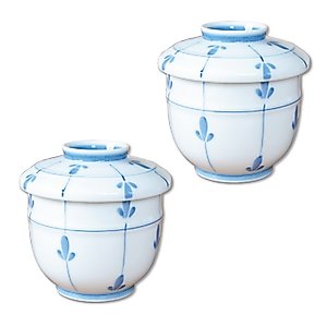 有田焼やきもの市場 Chawanmushi Cups with Lids Set of 2 Japanese Chawan Mushi Arita Imari ware Made in Japan Mebae