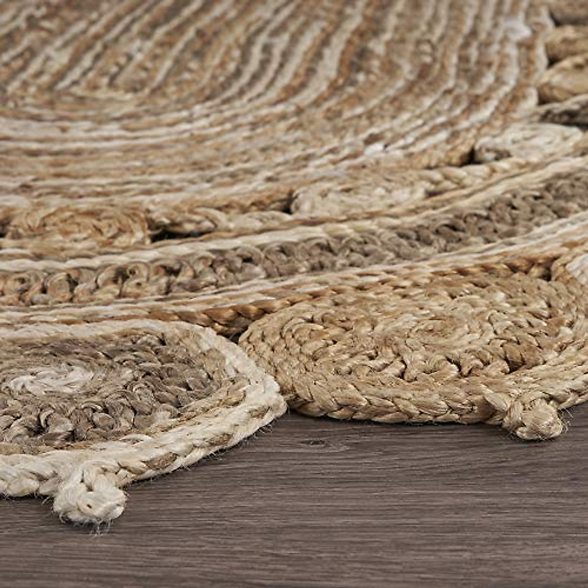LR Home Natural Jute Area Rug 5'7" Oval Bleach Gray