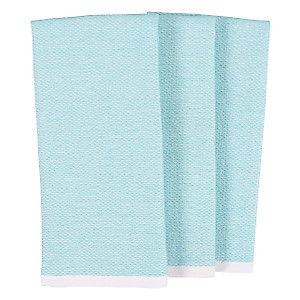 Reversible Terry Web Kitchen Towels | Set of 6 18 x 28 Inch Absorbent, Durable, Beautiful, and Luxuriously Soft Kitchen Towels | Perfect for Kitchen Spills, Cleaning, and Drying Your Hands - Aqua