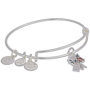 Alex and Ani Occasions Expandable Bangle for Women, Thanks a Bunch Charm, Shiny Silver Finish, 2 to 3.5 in