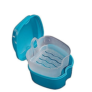 XuBa Pp Denture Bath Box Case Dental False Teeth Storage Box With Hanging Net Container