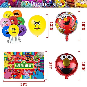 Birthday Party Supplies Cartoon Party Decoration Includes 59 X 39inch Backdorp, Latex Balloon, Foil Balloon, Birthday Street Theme Party Decoration for Kids Birthday Party Favors
