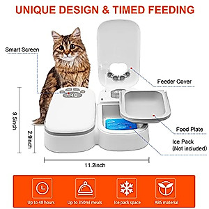Madaotor Automatic Cat Feeders,Digital 2 Meals Auto Wet Food Pet Feeder for Dog & Cat,Dry or Semi-Moist Pet Food Dispenser with Timer,48 Hour Timed,Tamper Resistant Design