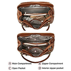 FOXLOVER Leather Handbags for Women, Genuine Leather Lady Top-handle Totes Women's Fashion Crossbody Bags Carryall Purses