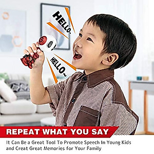 Betheaces Robots for Kids Rechargeable Talking Robot Interactive Toy Repeats Your Voice Travel Toys with Portable Metal Body and Flashing Lights Robot Gifts for Boys and Girls (Fire Red)