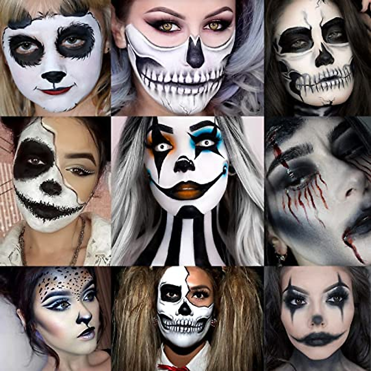Afflano Gray Eyeshadow Palette Grey Black White Silver, Blendable Smokey Eye Eyeshadow Palette, for SFX Skull Goth Look Halloween Makeup Palette, Long Lasting Dark Eye Shadow Pallet - Panda