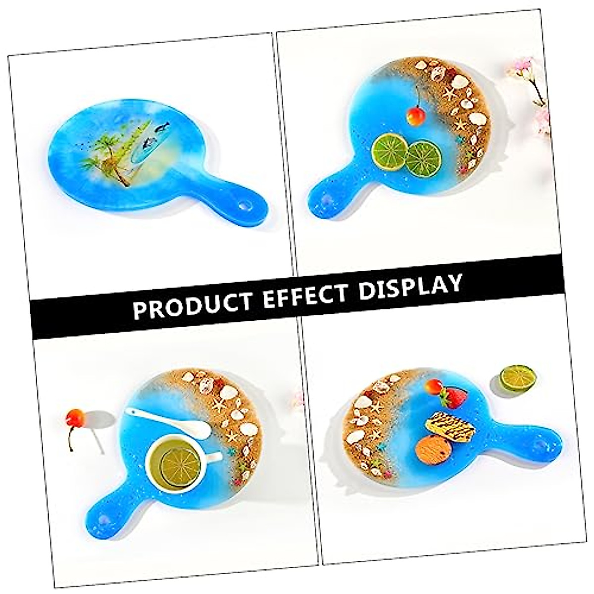 VILLCASE Tray Mold Round Serving Tray Clear Resin Epoxy Resin Coasters Bowl Mats Making Dinner Plate Resin Coaster Molds Coasters Mould Creative Coaster Mold Handle Tray Mould Cutting Board