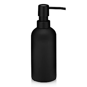 Essentra Home Matte Black Bathroom Accessory Set. Complete Set Includes: Soap Dispenser with Black Pump, Toothbrush Holder, Tumbler and Soap Dish