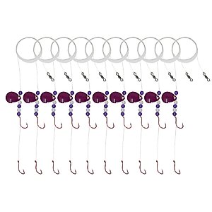 Tooth Shield Tackle 10 Pack Walleye Crawler Harness Spinner Rig #2 Fluorescent Series Colorado Blade Perch Bass Trout Spinner Rigs (Fluorescent Purple)