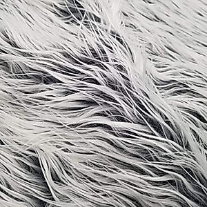 Texco Inc 3 Inches Long Pile Mongolian Faux Fur Fabric, Silver Frost 2 Yards