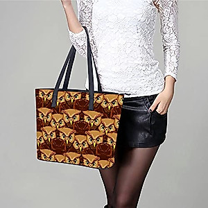 Owl Pattern Women's Tote Bag PU Leather Shoulder Bag Handbags Purse For Work Shopping Travel
