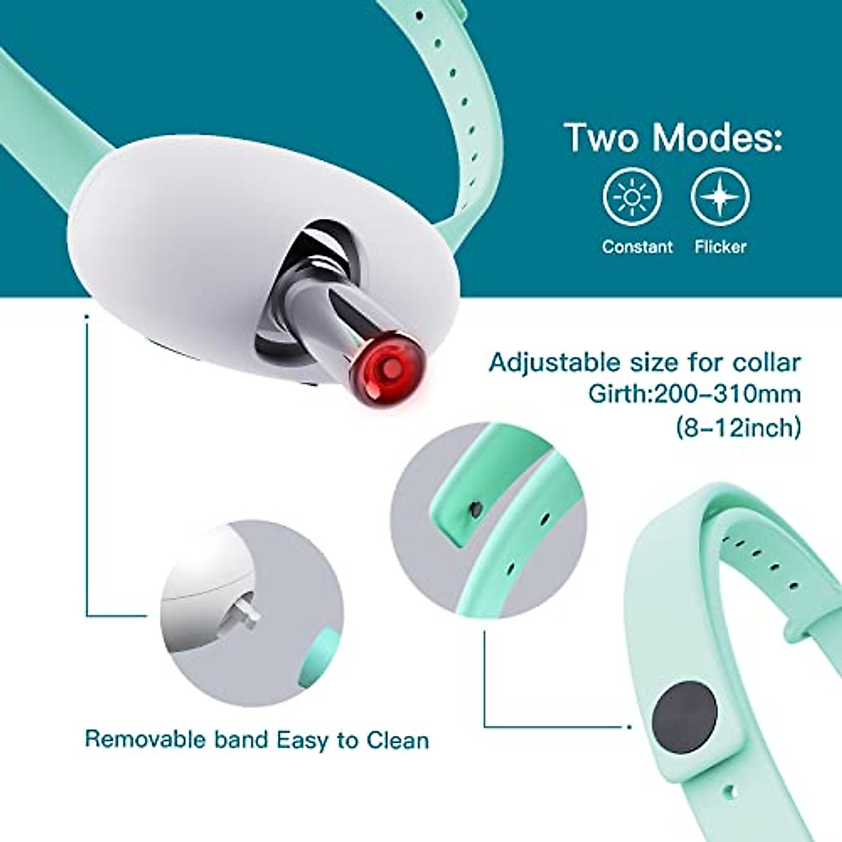 HOM-outdeer Cat Toys LED Pointer, Cats Chaser Wearable Automatic Cat Toys Collar,Interactive Pet Training Exercise Tool,USB Rechargeable Amusing Collar,Upgraded Lengthened Light Head