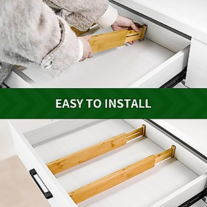 Bamboo Silverware Drawer Organizer Kithchen, Cutlery Tray with Dividers,Adjustable Drawer Organizer