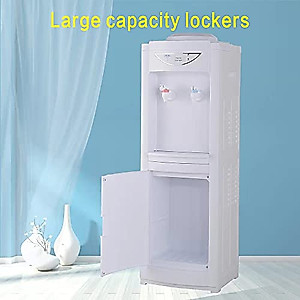 Axonl Water Cooler, 3/5 Gallon Water Bottle Top Loading Water Dispenser, Children Safety Lock Hot & Cool Water Dispenser with Storage Cabinet AXVWD02AWT