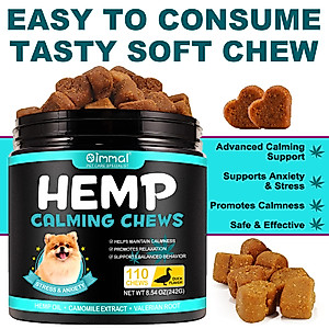 PLSHSBSE Hemp Calming Chews for Dogs, 110PCS Calming Treats for Dogs Anxiety Relief, Calming Aids for Dogs with Melatonin & Valerian Root, Calming Dog Chews for All Breeds & Sizes (Duck Flavor)