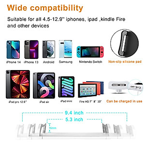 ASWINN Tablet Floor Stand, Adjustable Universal 360-degree Rotatable Metal Tablet Holder,Compatible with iPad/iPhoneX/iPad Pro or Other 4.5~12.9 Inches Devices (White)