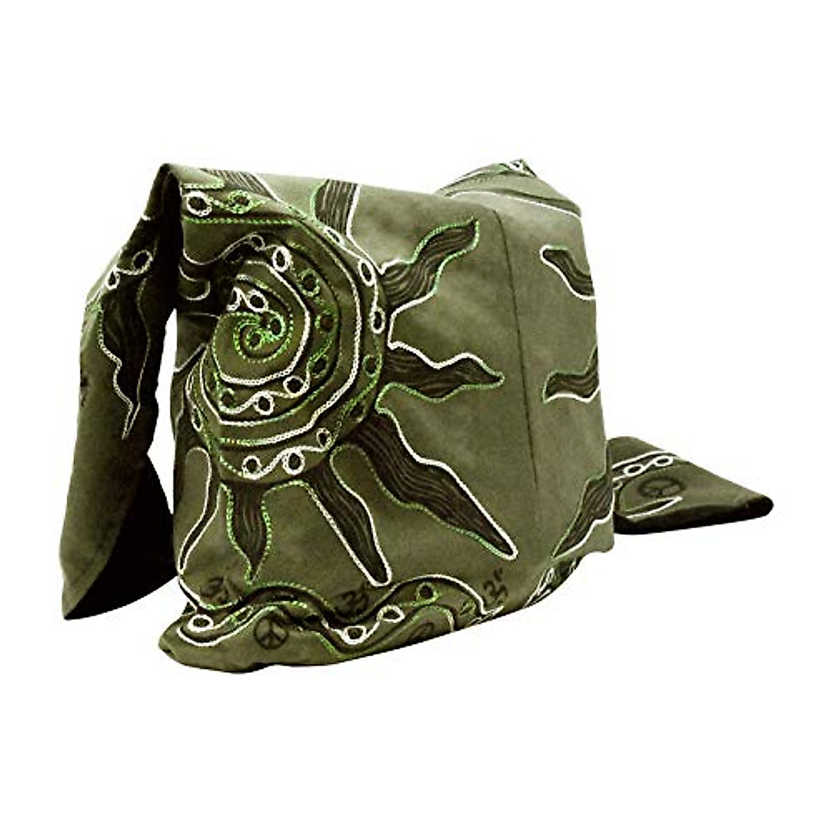Mandala Crafts Hippie Bag - Boho Bag - Hobo Hippie Purse - Indie Style Hippie Crossbody Bag - Bohemian Sling Shoulder Bag Green Sun
