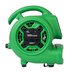 XPOWER P-230AT Mini Mighty 1/4 HP 925 CFM Centrifugal Air Mover, Carpet Dryer, Floor Fan, Blower, Stackable, Daisy Chain, for Water Damage Restoration, Janitorial, Plumbing, Home Use, Green