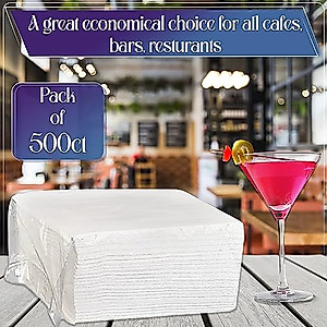 1 Ply White Cocktail/Beverage Napkins- Package of 500ct