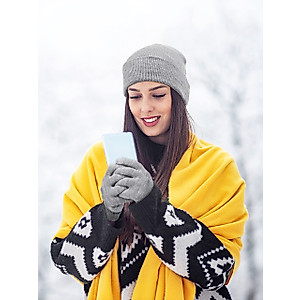 Cooraby 8 Pack Winter Knitted Cuff Beanies Magic Gloves Set Acrylic Warm Skull Cap Cuff Hat Classic Gloves for Men or Women