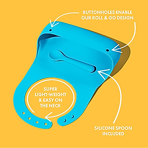 Avanchy Silicone Baby Bibs, Waterproof, Adjustable, BPA Free, Soft Unisex Set for Toddlers with Matching Spoon, Green