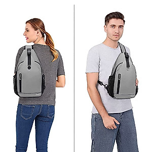 MOSISO Sling Backpack,Multipurpose Travel Hiking Daypack Rope Crossbody Shoulder Bag with Front Buckle Pouch&Reflective Strip, Black