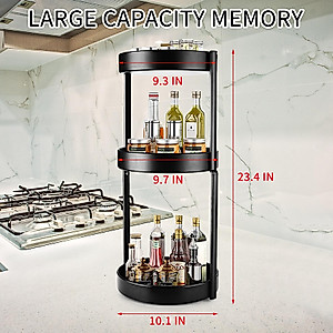 BALHAO 3 Layers Lazy Susan Turntable Organizer, 3 Tier Spice Turntable Organizer, Non-Skid Tiered Rotating Kitchen Spice Organizer, Suitable for Kitchen, Cabinet Multi-Layer Storage Rack (Black)