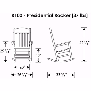 POLYWOOD R100BL Presidential Rocking Chair, Black