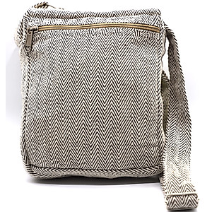 Himalaya Handmade Unique design Mushroom Embroidery Hemp Hobo Passport crossbody bag Festival Travel Bag 100% Himalaya Hemp FAIR TRADE Brown