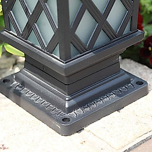 Mrdsre Short Post Light Bollard Outdoor Pedestal Lantern Square Patio Deck Column Light IP54 Waterproof Deck Fence Table Light Gate Bollard Pillar Light Fixtures