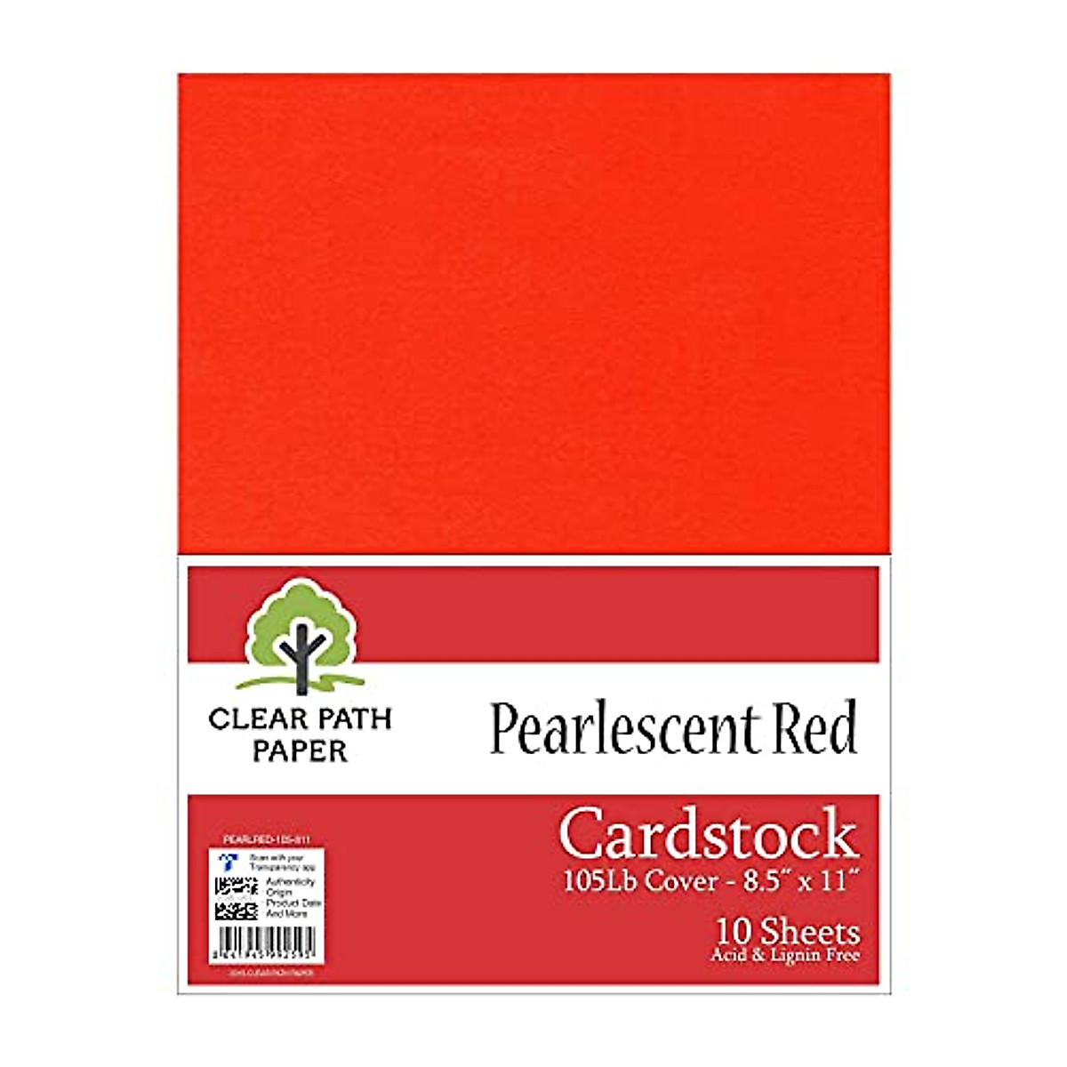 Bundle - 2 Cardstock Items - Pearlescent Blue - 8.5 x 11 inch - 105Lb Cover; Pearlescent Red - 8.5 x 11 inch - 105Lb Cover - 20 Sheets Total - Clear Path Paper