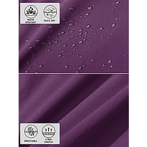 MAGCOMSEN Women's Hiking Shorts Lightweight Quick Dry Golf Shorts Pockets 7" Cargo Shorts Outdoor Casual Travel Purple Red, M