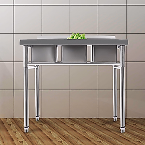 TFCFL Utility Commercial Stainless Steel Sink with 3 Drains Wash Basin for Catering Kitchen Catering Sink Commercial Stainless Steel Sink Wash Basin w/ 3 Deep Sinks