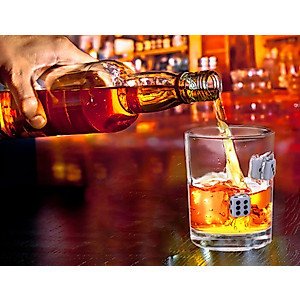 Whiskey Glasses Rocks Glass with Lucky Dice Old Fashioned Glass Hand Blown Drinking Glass Cups Funny Shot Glass 8 Oz West Bar Glass for Scotch Whiskey, Bourbon Glass,Cocktails,Gift for Men（White)