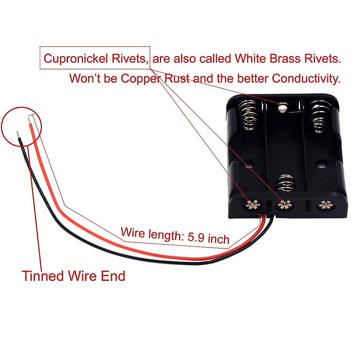 LampVPath (Pack of 3 3 AA Battery Holder, 3 AA Battery Holder with Leads, 3 AA Battery Holder with Wires
