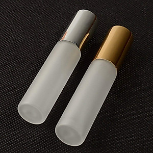 Enslz 6 pcs Frosted Fine Mist 10ml1/3oz Atomizer Glass Bottle Vial Spray Refillable Fragrance Perfume Empty Scent Bottle 2 pcs 3ML Free Pipette (10ml, Silver)