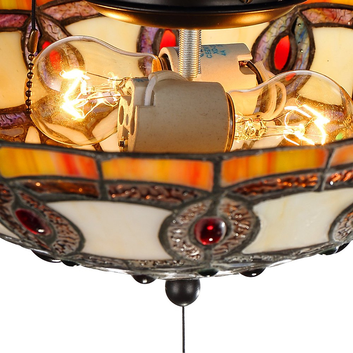 52-Inch Black Ceiling Fan With Tiffany Light