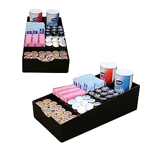 HAITIAN Coffee Condiment Organizer Cup Holder 7 Compartments for Store, Office and Home use, Handmade of 3mm ABS Sheet, Color Black