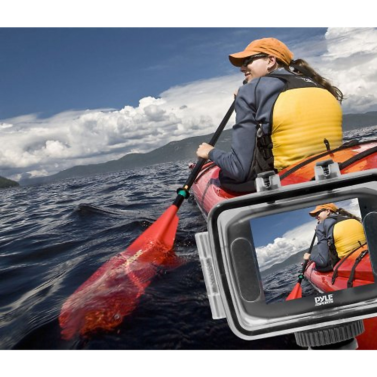 Pyle Mini HD Sports Action Camera - Camcorder w/ 5.0 MP Camera, 2" Touch Screen, USB SD Card, Rechargeable Battery - Waterproof Case, Bike Handle bar, Helmet Mount, Car Charger PSCHD30OR (Orange)