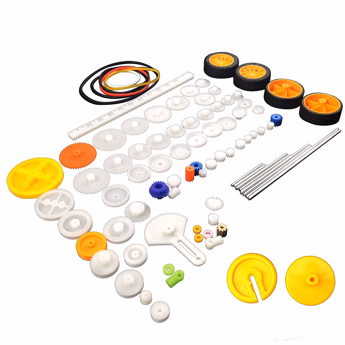 EUDAX 82 pcs Plastic Gear Package Kit DIY Gear Assortment Accessories Set for Toy Motor Car Robot Various Gear Axle Belt Bushings