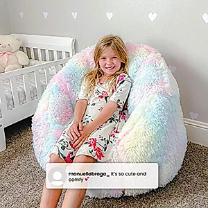 Delta Children Cozee Fluffy Chair, Kid Size (for Kids Up to 10 Years Old), Tie Dye