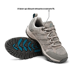 NORTIV 8 Women's Hiking Shoes Lightweight Breathable Mesh Walking Sneakers Outdoor Work Shoes Light Grey 8.5 M US SNHS222W