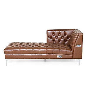 Christopher Knight Home Tignall Sectional, Cognac Brown + Silver